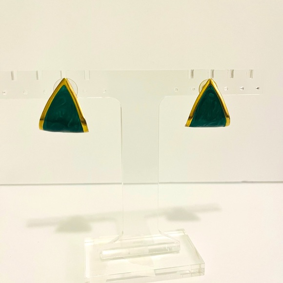 Vintage | Jewelry | Emerald Green Triangle Earrings | Poshmark
